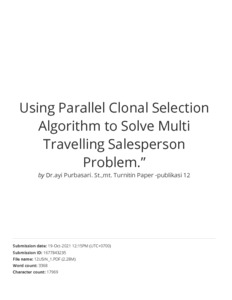 Using Parallel Clonal Selection Algorithm to Solve Multi Travelling Salesperson Problem - repo unpas
